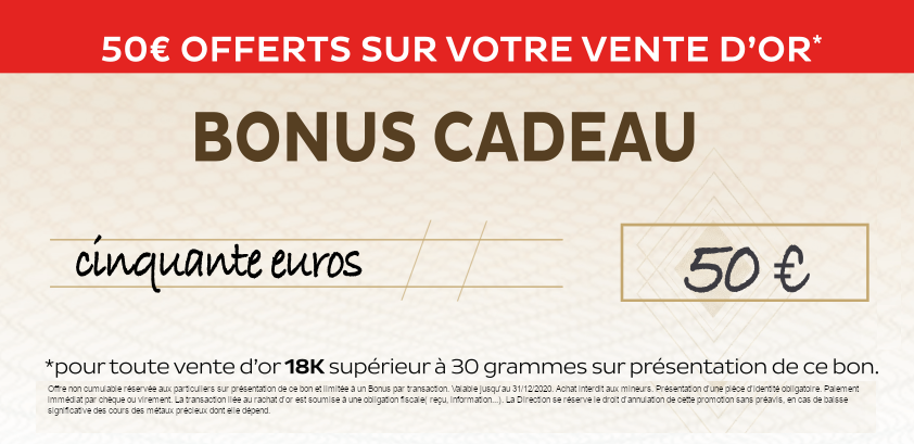 Bonus "50€ de plus sur votre revente" - Spécialiste du rachat d'Or et d ...